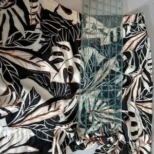 Susan Graver | Pants & Jumpsuits | Dark Botanical Linen Blend Wide Leg ...